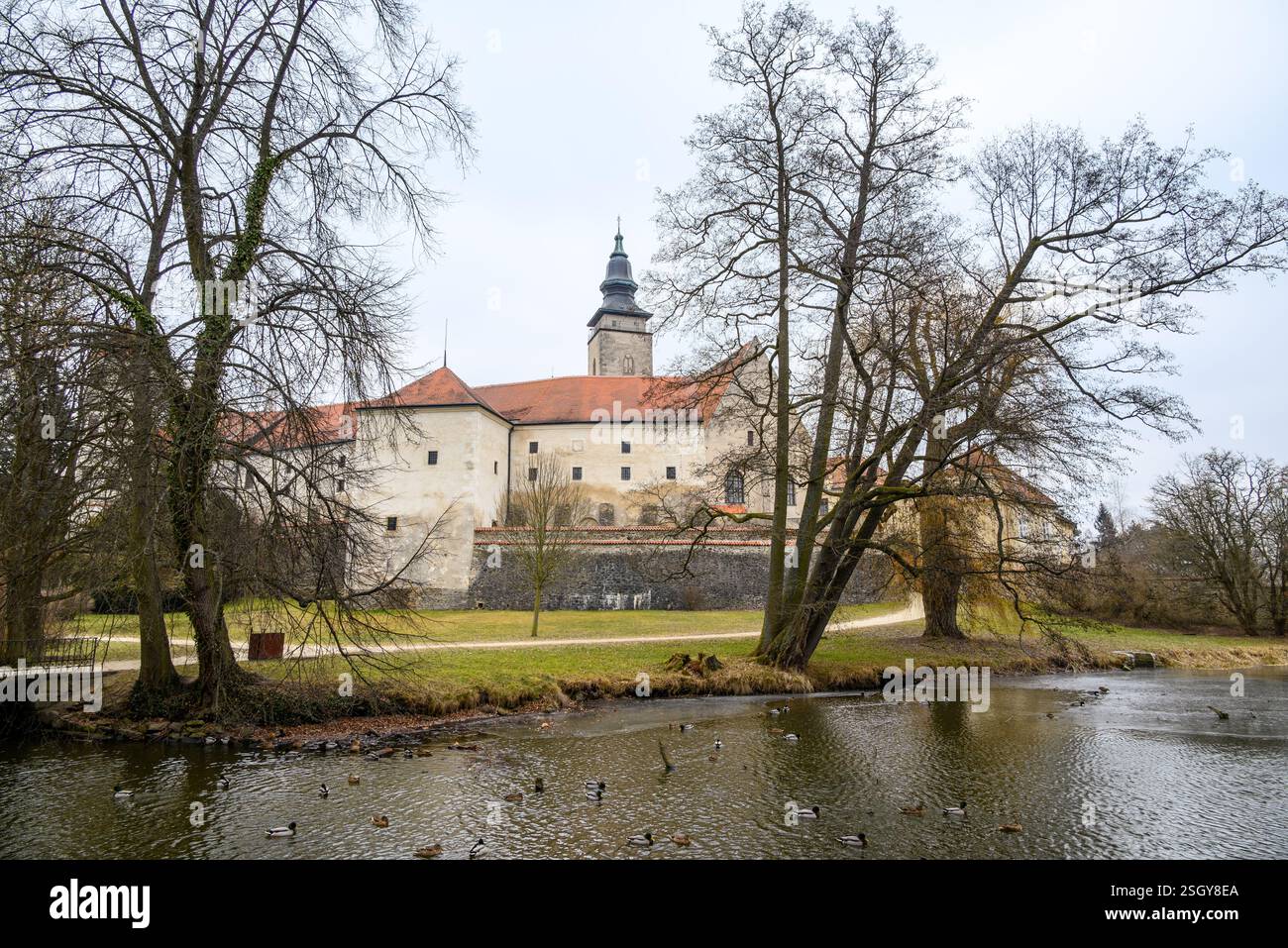Telc castle in the historic old town of Telc, Unesco World Heritage ...