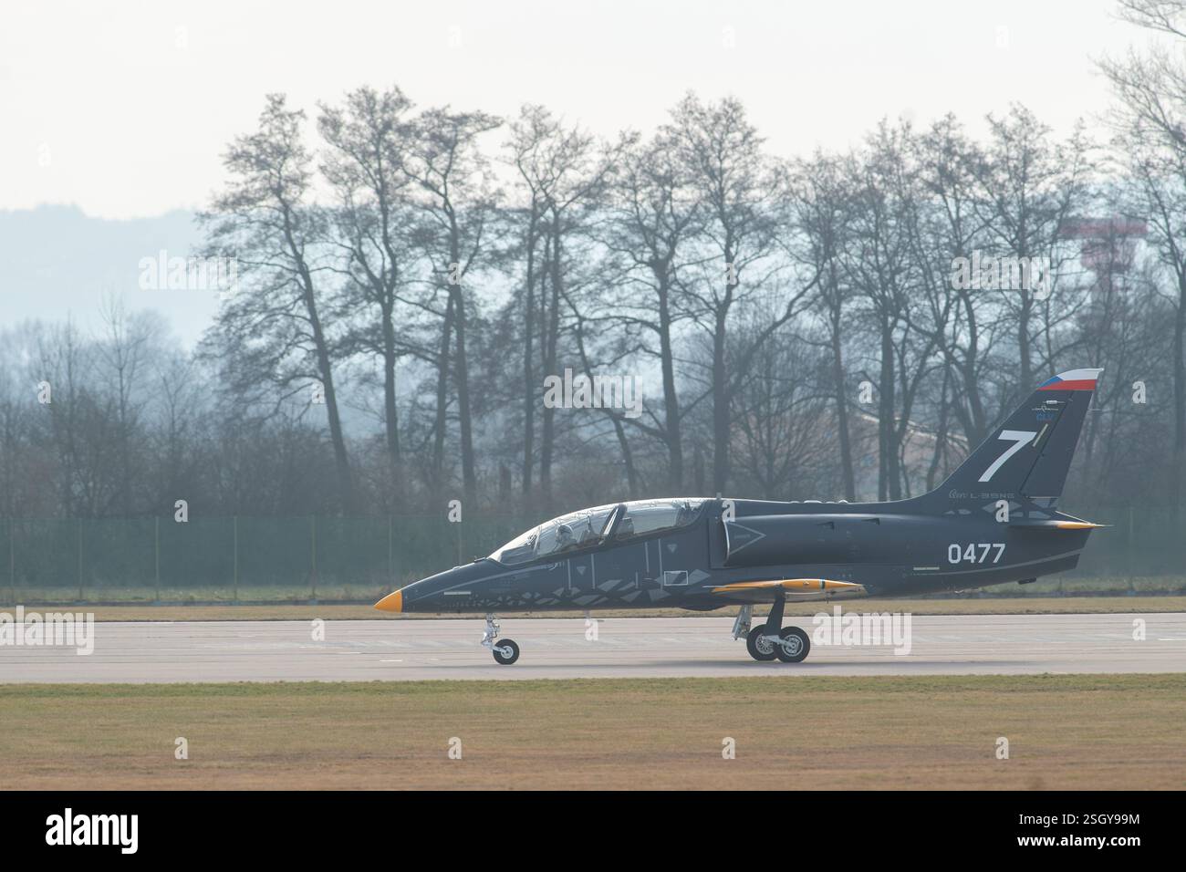 Pardubice, Czech Republic. 10th Feb, 2025. Two new L-39 Skyfox aircraft were acquired by the LOM ...