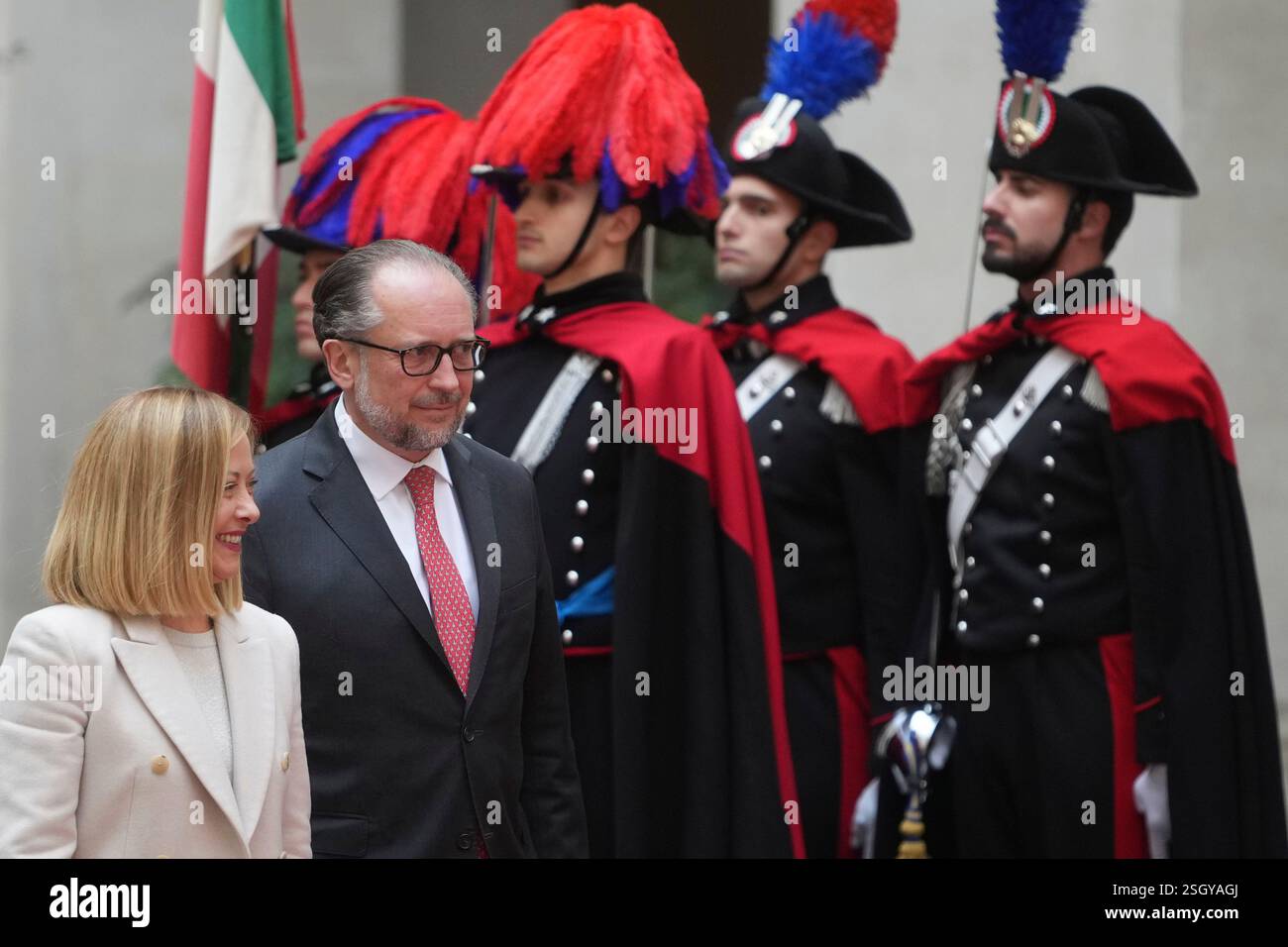 Italy's Prime Minister Giorgia Meloni, left, and Austria's Chancellor ...