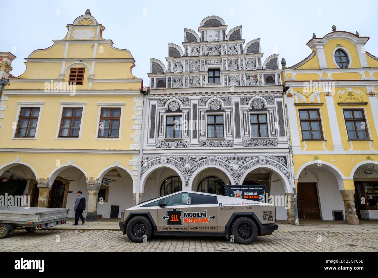 Tesla Cybertruck in the historic old town of Telc, Unesco World ...