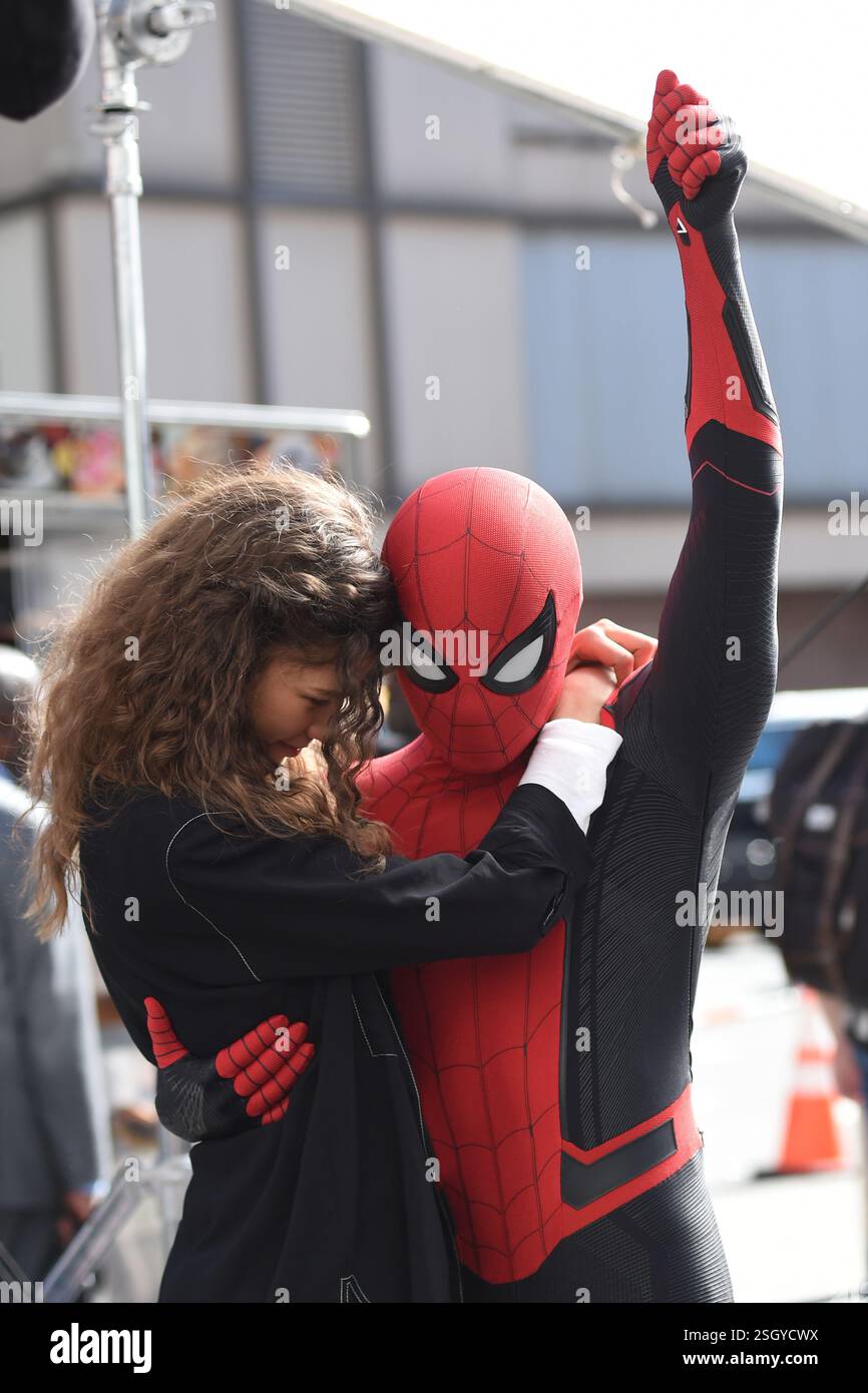 Zendaya and Tom Holland seen on set filming 'Spider-Man: Far From Home ...