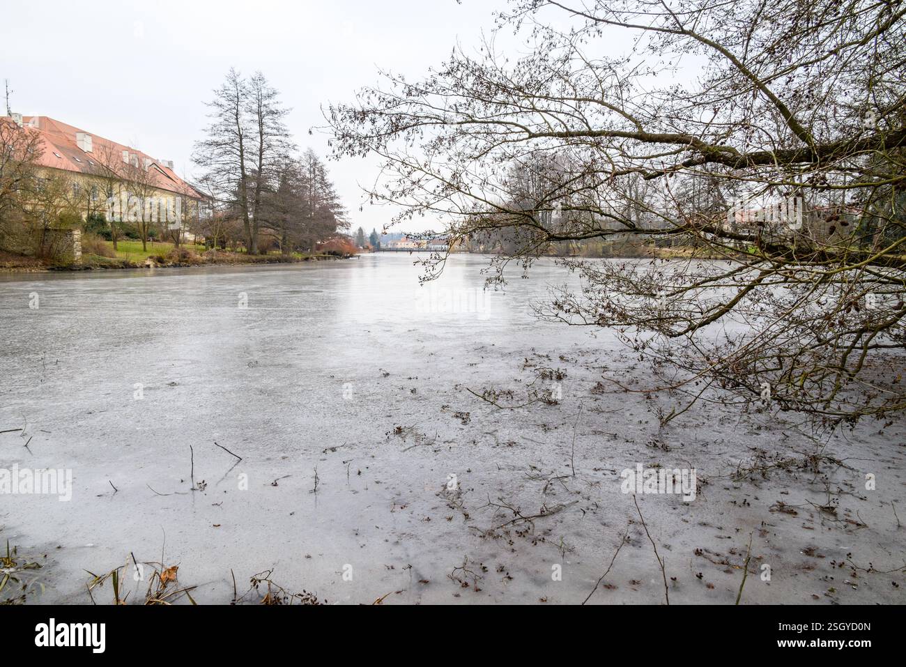 Telc castle park in the historic old town of Telc, Unesco World ...