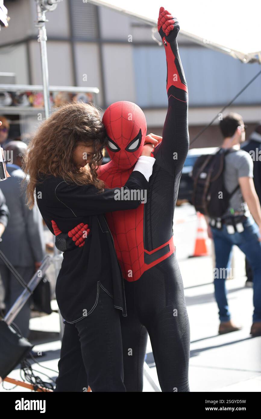 Zendaya and Tom Holland seen on set filming 'Spider-Man: Far From Home ...