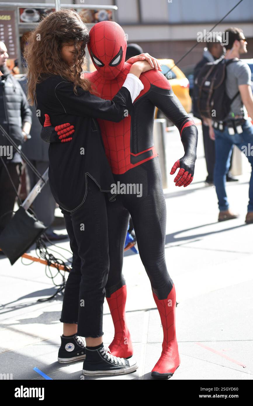 Zendaya and Tom Holland seen on set filming 'Spider-Man: Far From Home ...