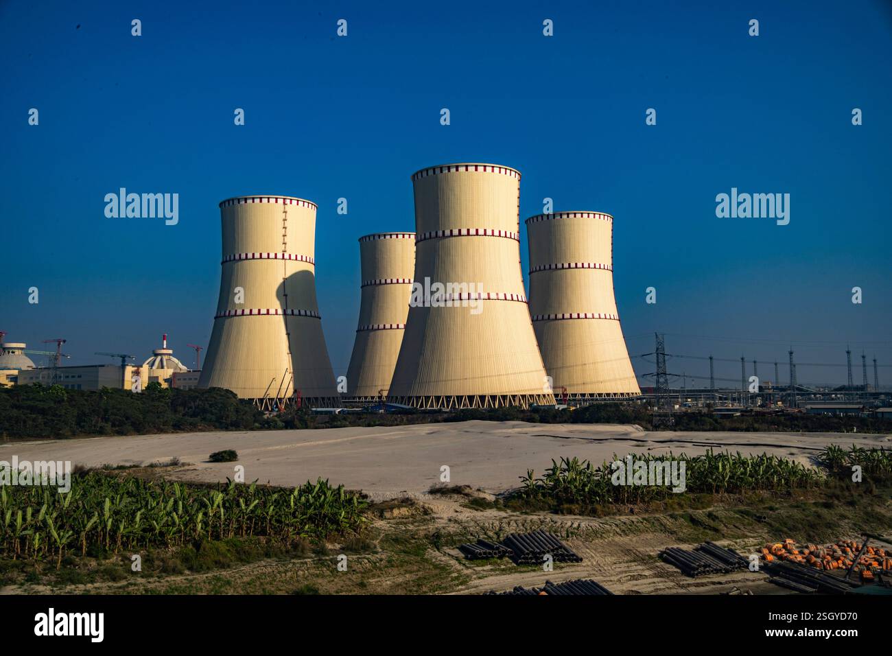 Cooling towers of Ruppur Nuclear power Plant, Bangladesh Stock Photo ...