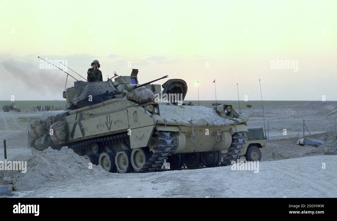 First Gulf War: 26th March 1991 A U.S. Army Bradley Fighting Vehicle at ...