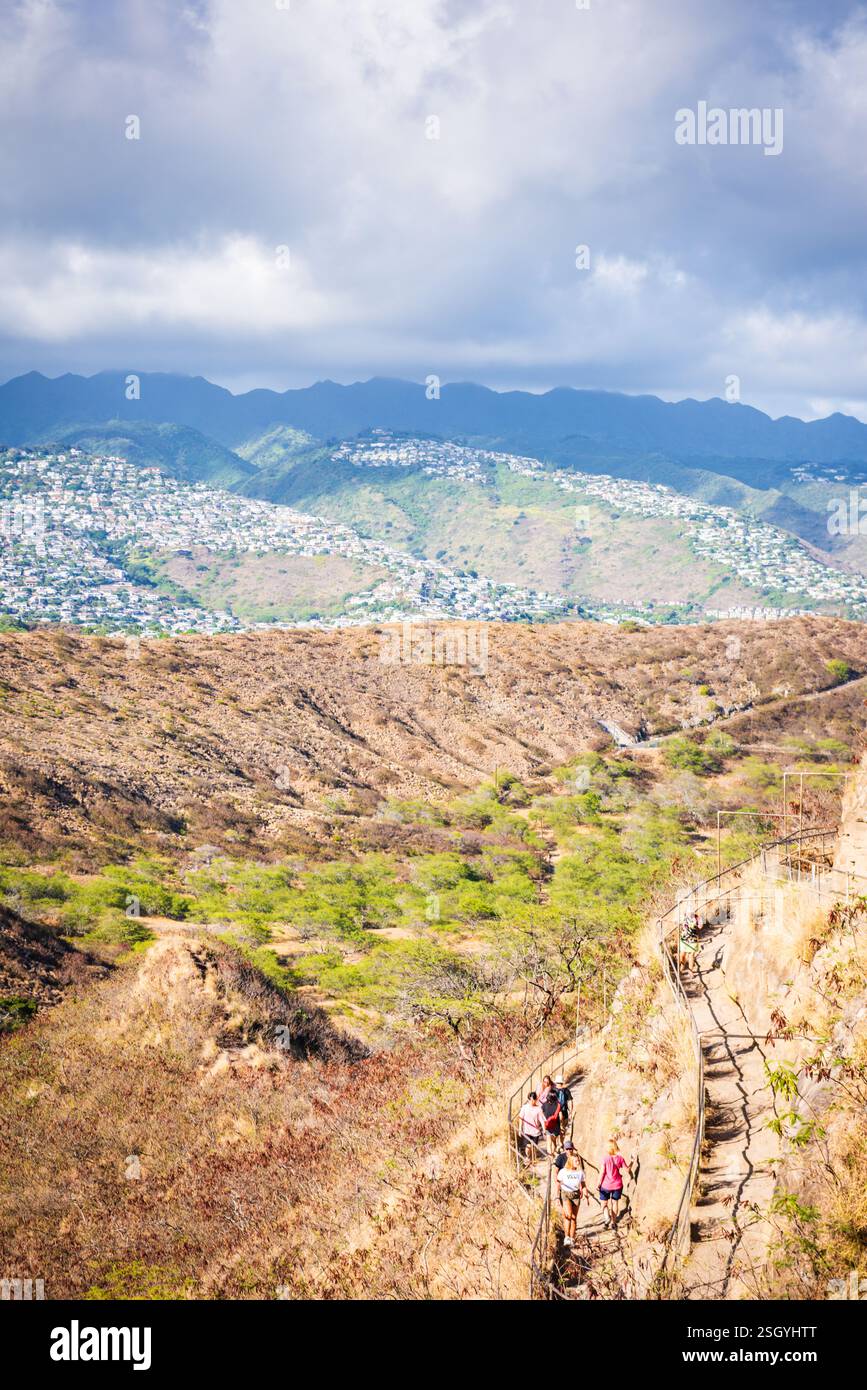 The popular Diamond Head Summit trail hike in Honolulu, Hawaii offers ...