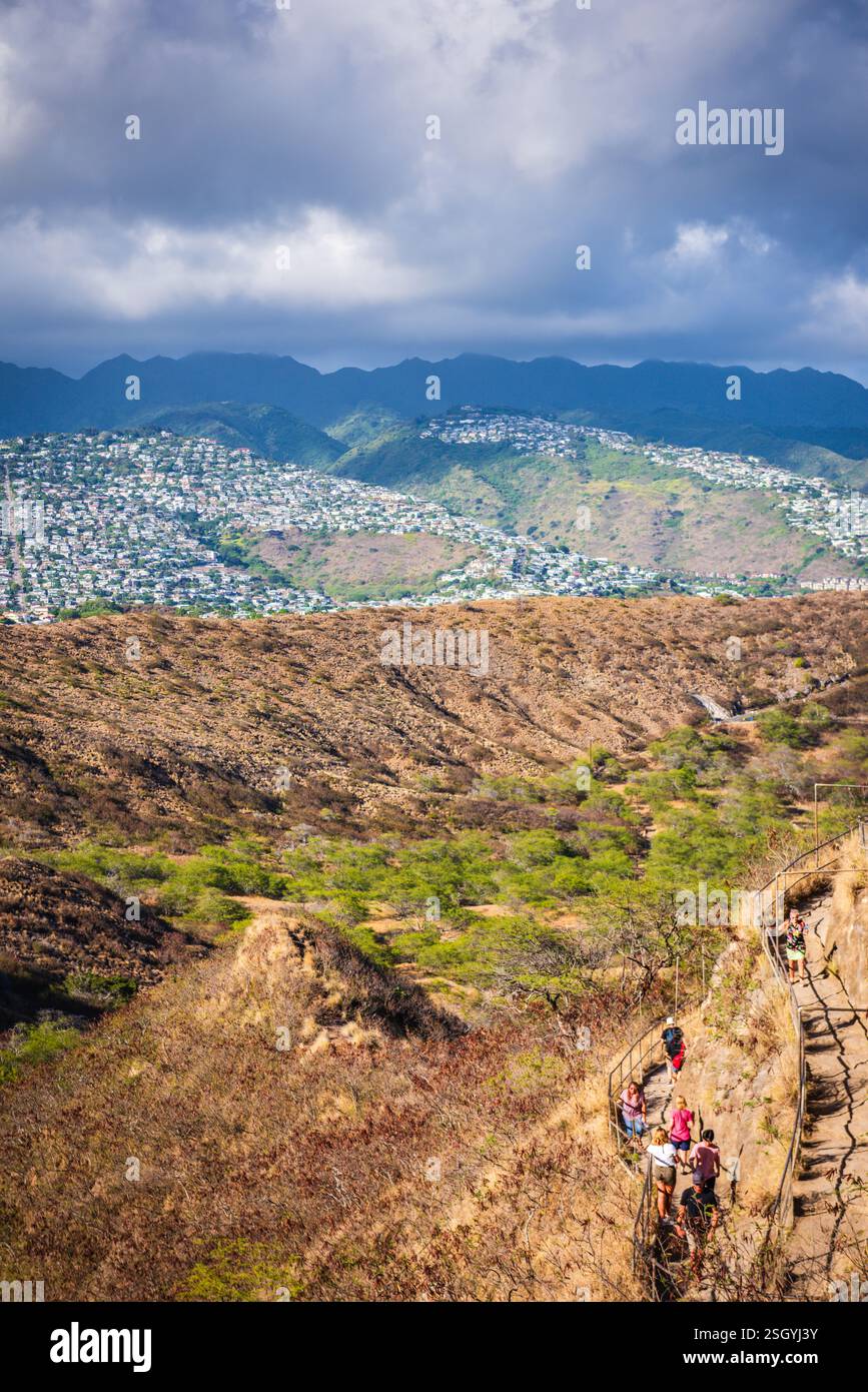 The popular Diamond Head Summit trail hike in Honolulu, Hawaii offers ...