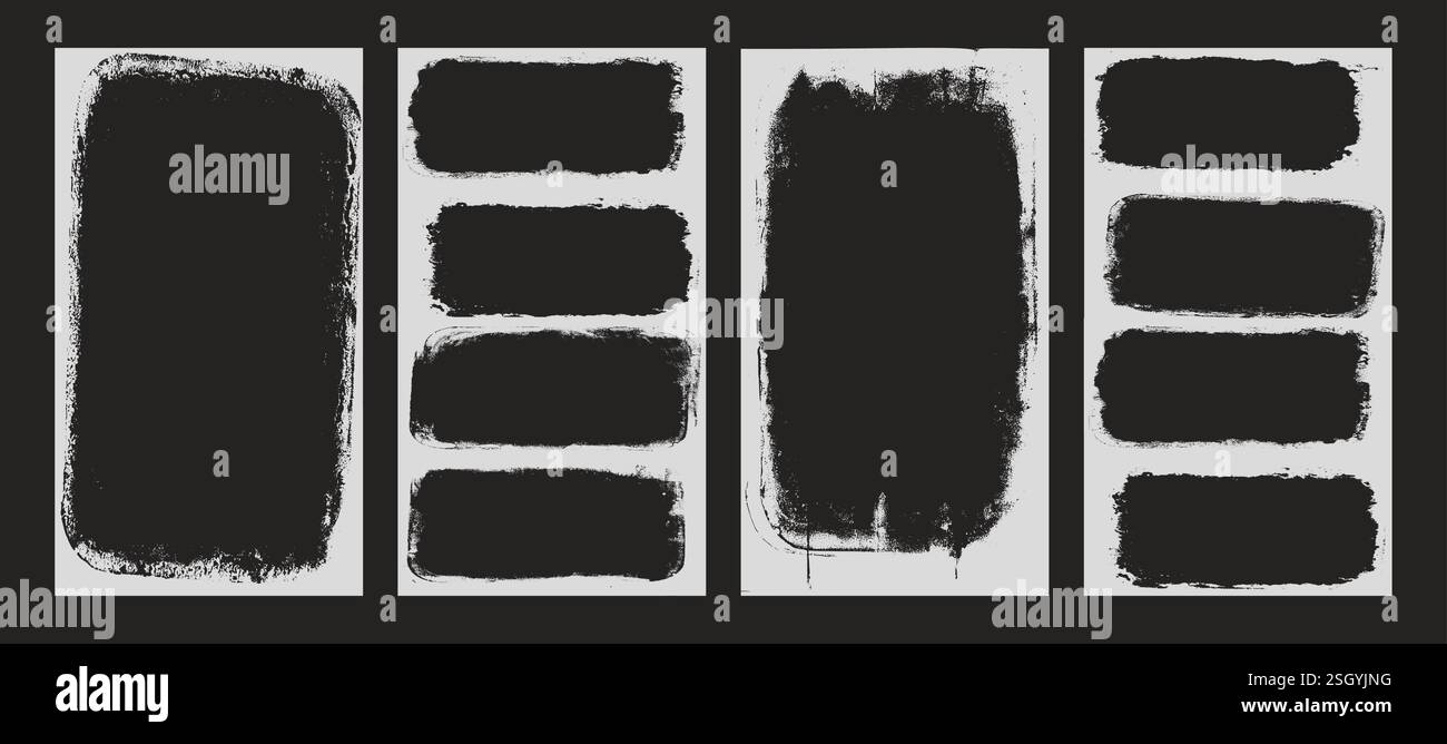 Grunge photo frames set templates. Ink paint border with rough edges ...