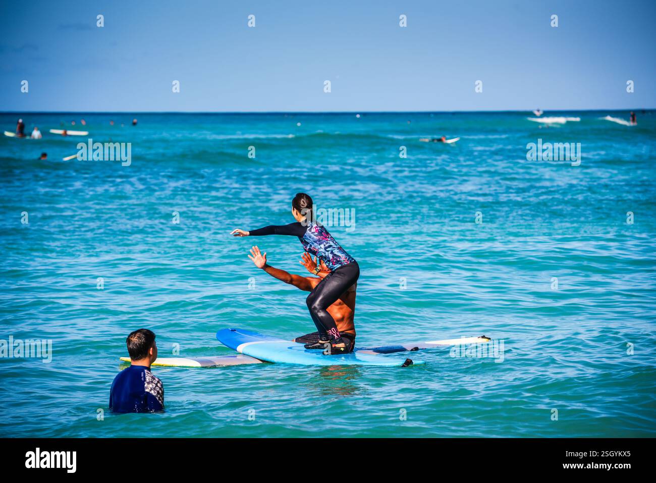 Surfing lesson waikiki beach hi-res stock photography and images - Alamy