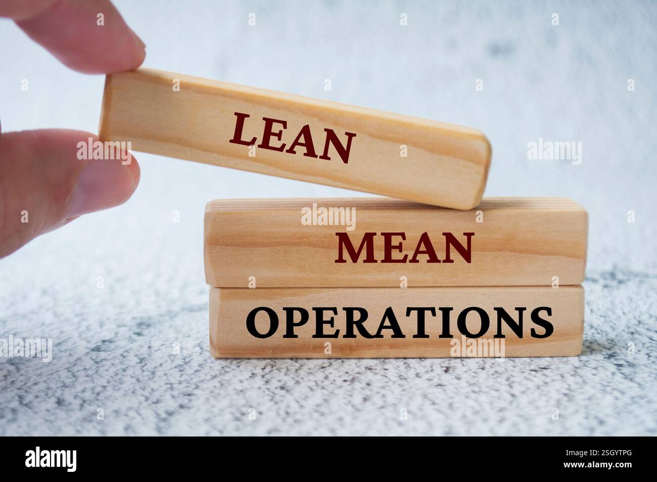 Lean and Mean Operation text on wooden blocks. Process improvement ...