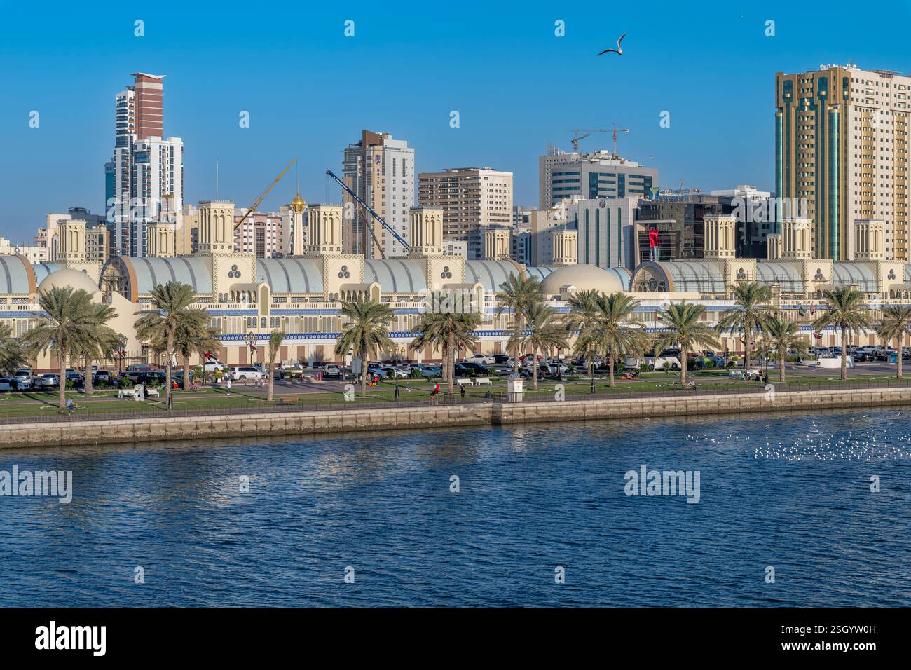 Outside the blue tiled Central Souk (also called Blue Souk) in Sharjah ...