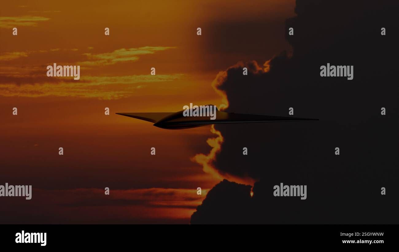 3D model of military combat drone in the sky, air attack Stock Photo ...