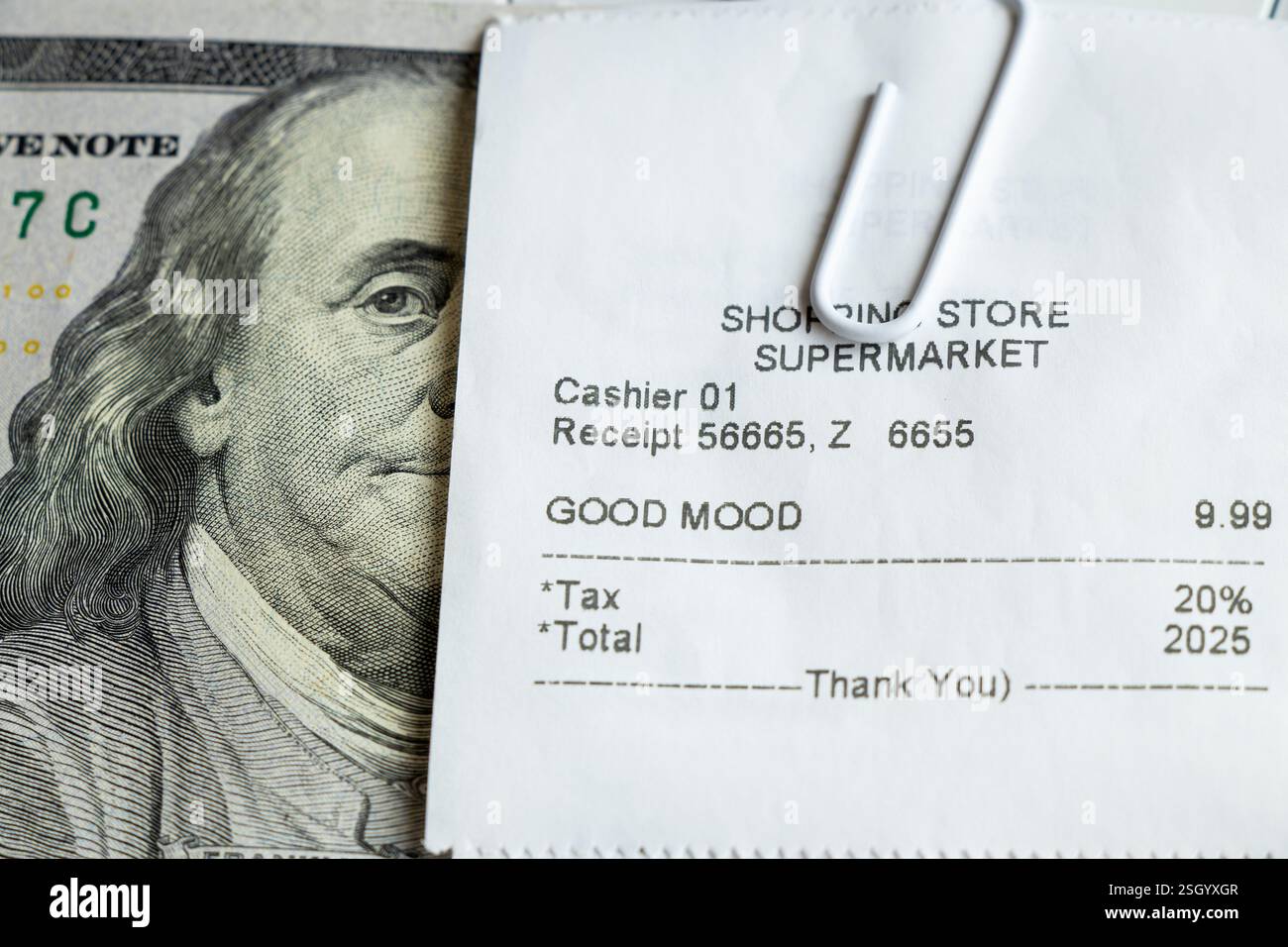 A cash receipt from a supermarket, where the shopping list indicates ...