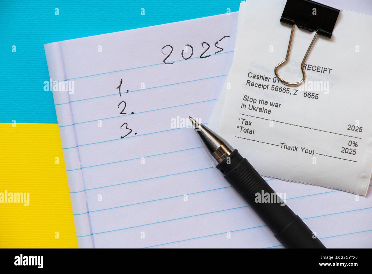 A receipt from a store with the text Stop the war in Ukraine and ...