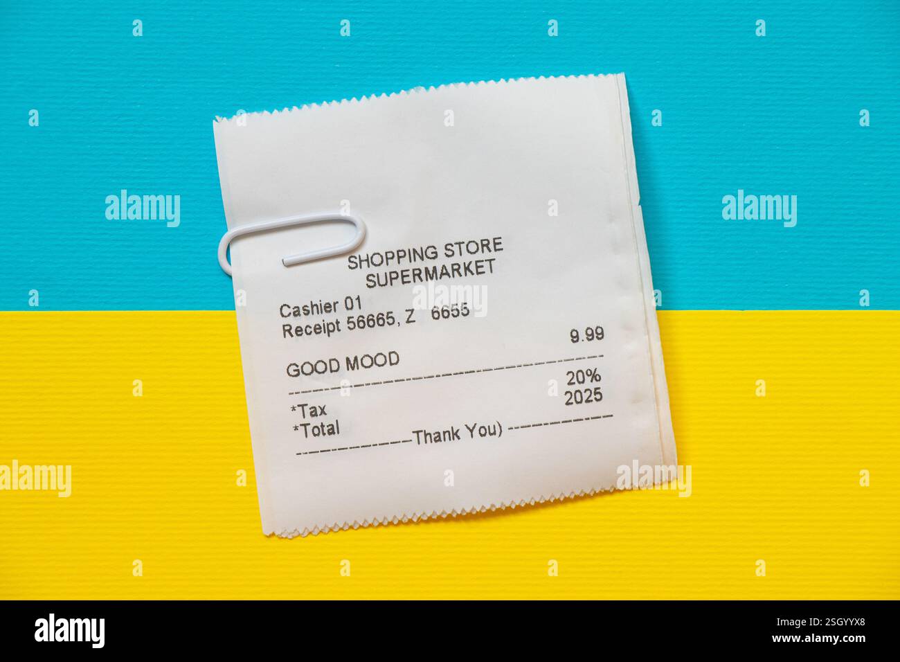 A cash receipt from a supermarket, where the shopping list indicates ...