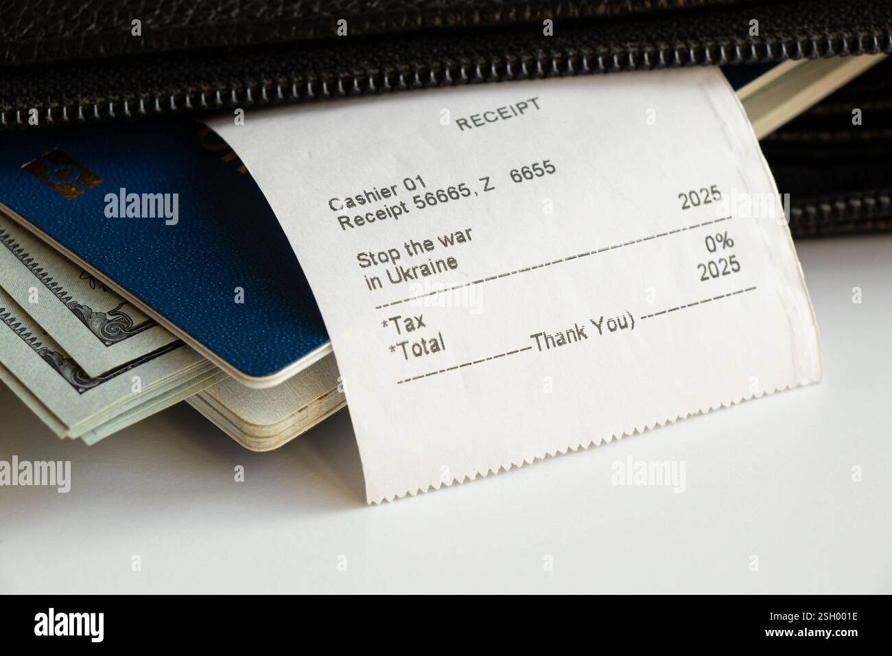 A receipt from a store with the text Stop the war in Ukraine and ...