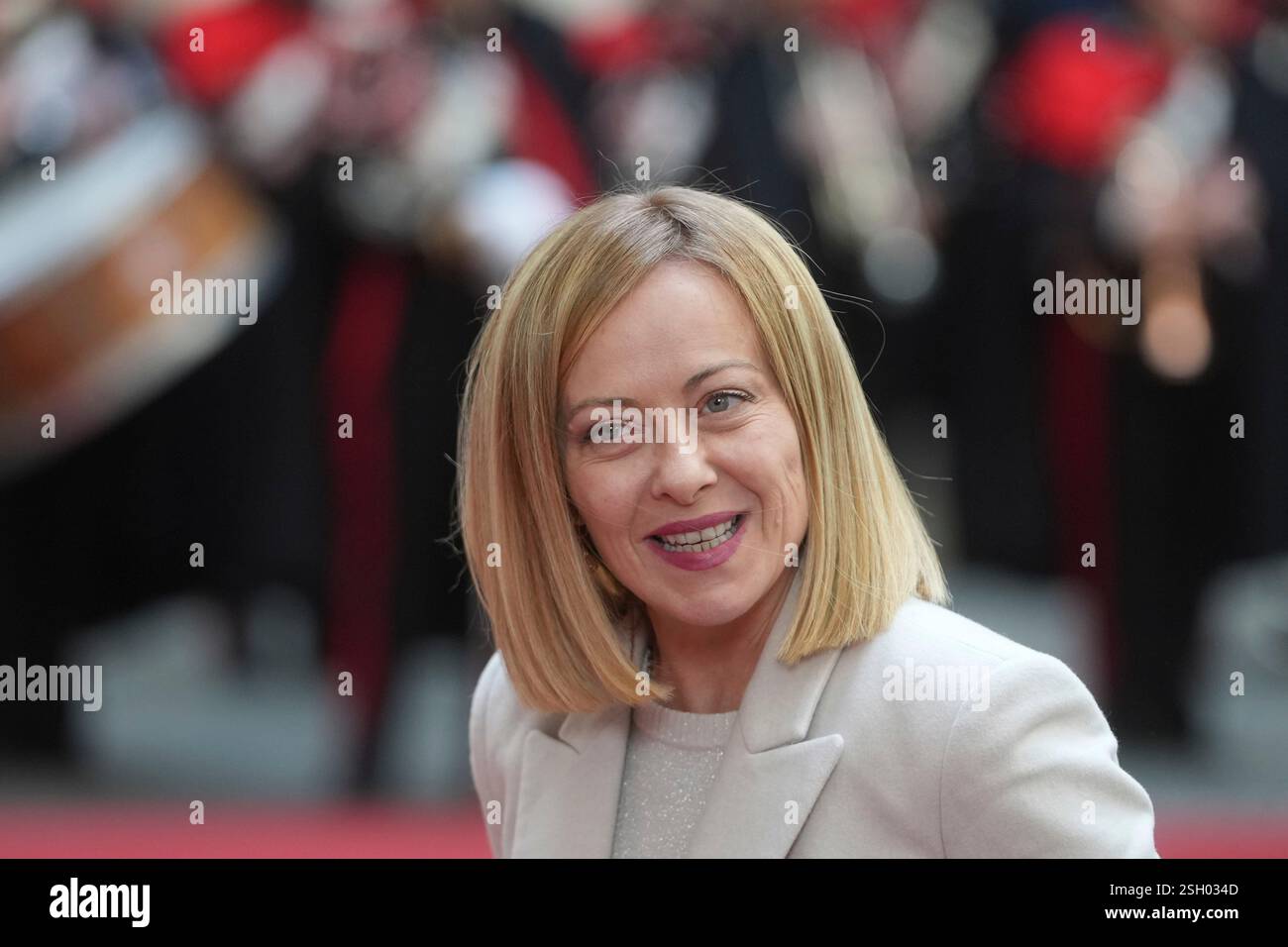 Italy's Prime Minister Giorgia Meloni waits for Austria's Chancellor ...