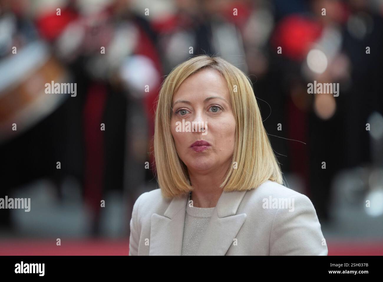 Italy's Prime Minister Giorgia Meloni waits for Austria's Chancellor ...
