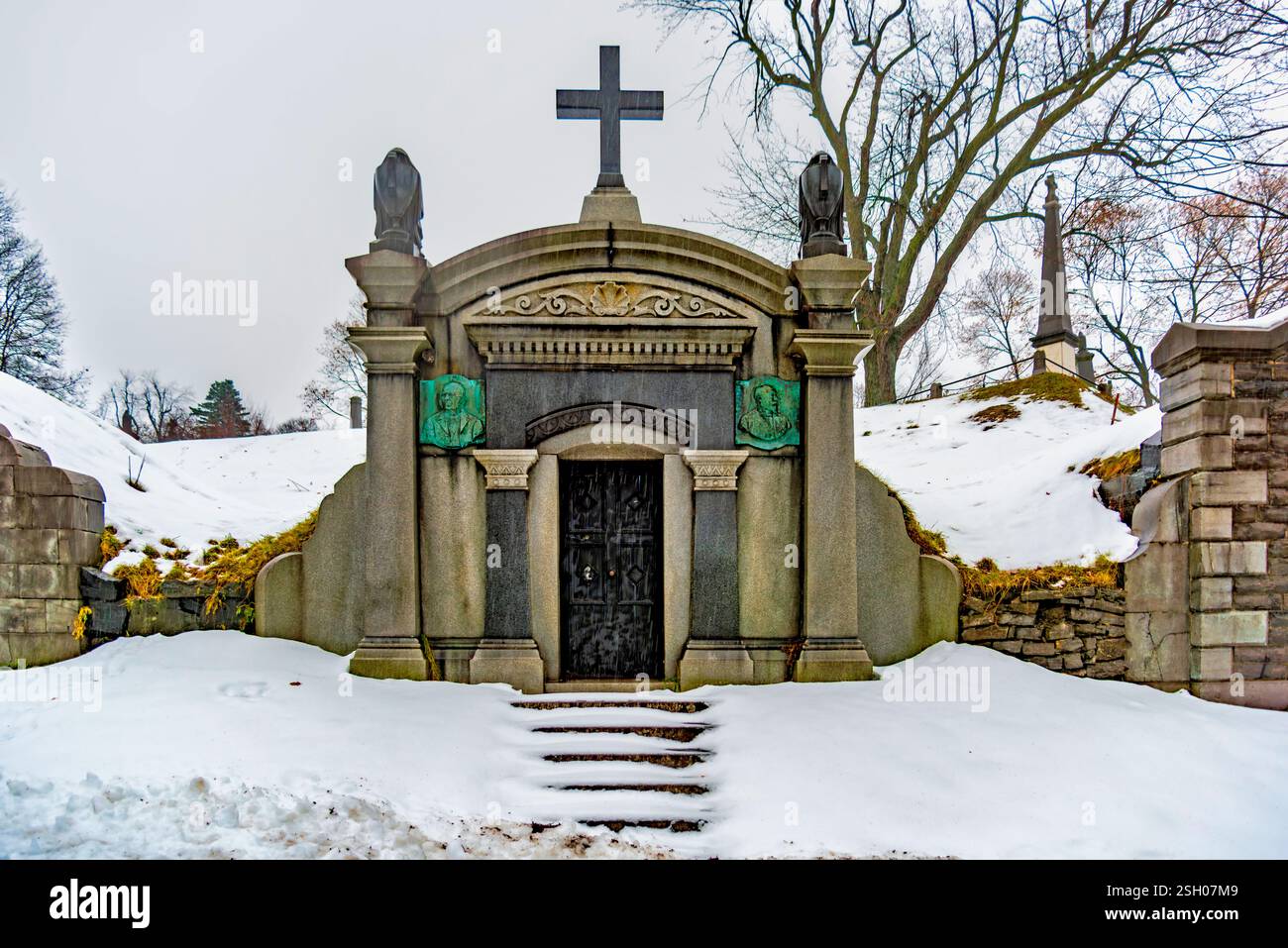 Cemetery Mausoleum on Rainy Day Stock Photo - Alamy