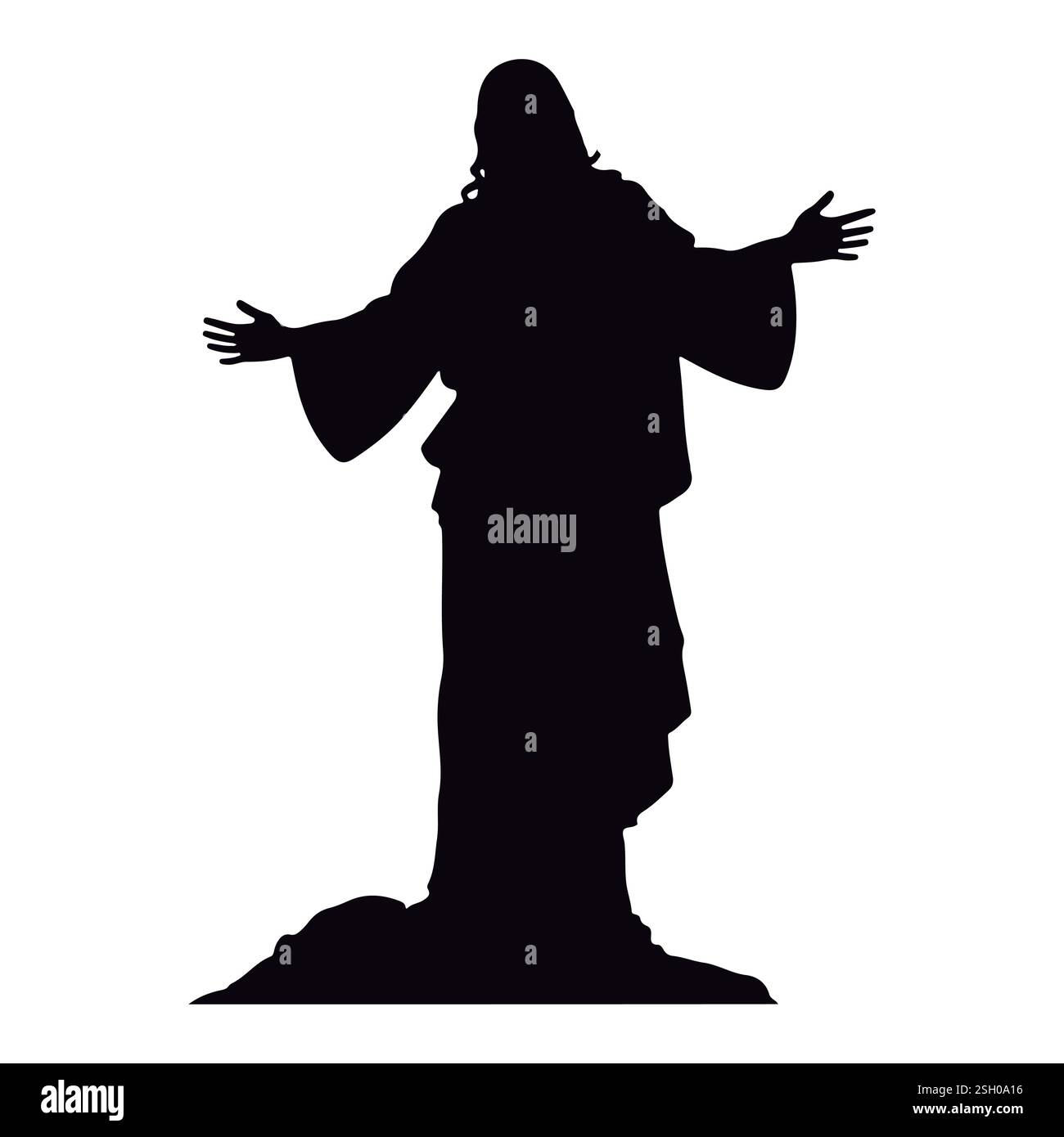 Jesus Christs black silhouette against a white backdrop Stock Vector ...