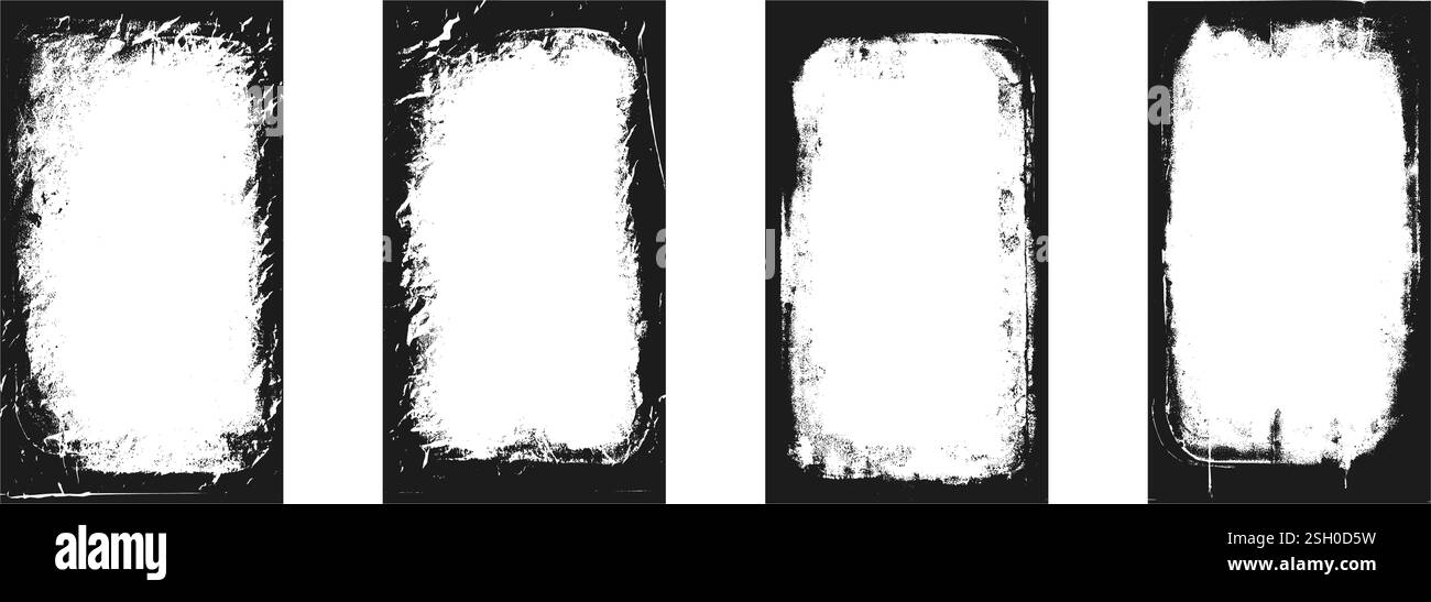 Photo grunge frames stories set template. Ink paint edges punk border ...