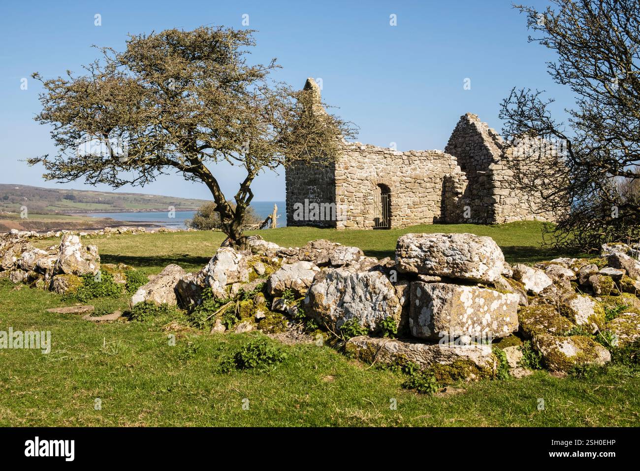 Capel Lligwy ruined remains of small 12th century chapel with 16th ...