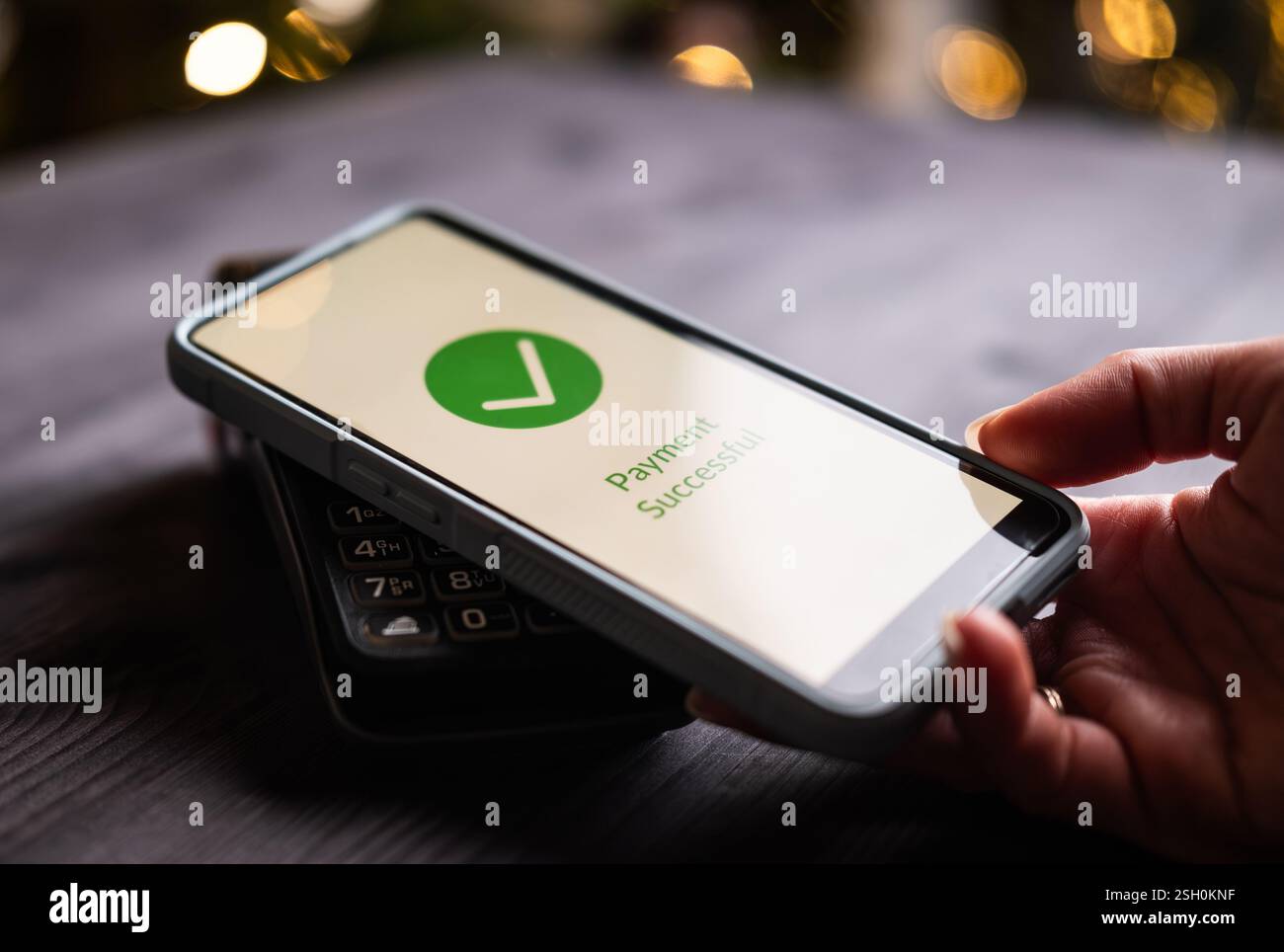 Payment Processed And Approved On A Wireless Terminal And Smartphone ...