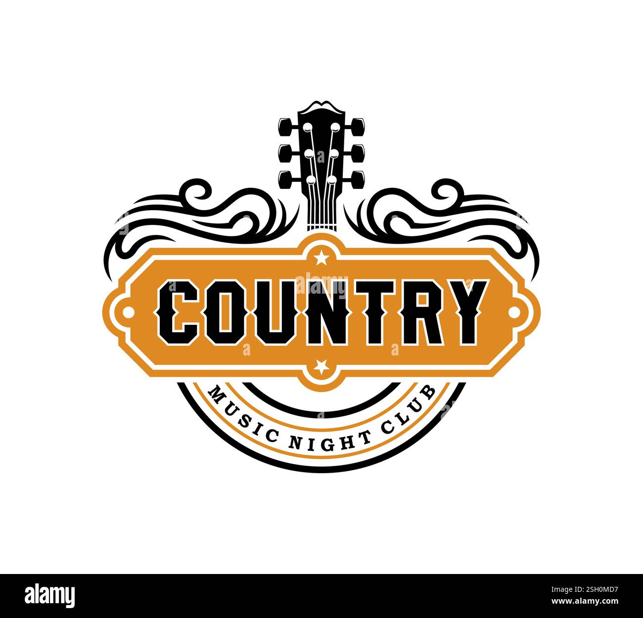 Country music night club or bar icon. American cowboy musician concert ...