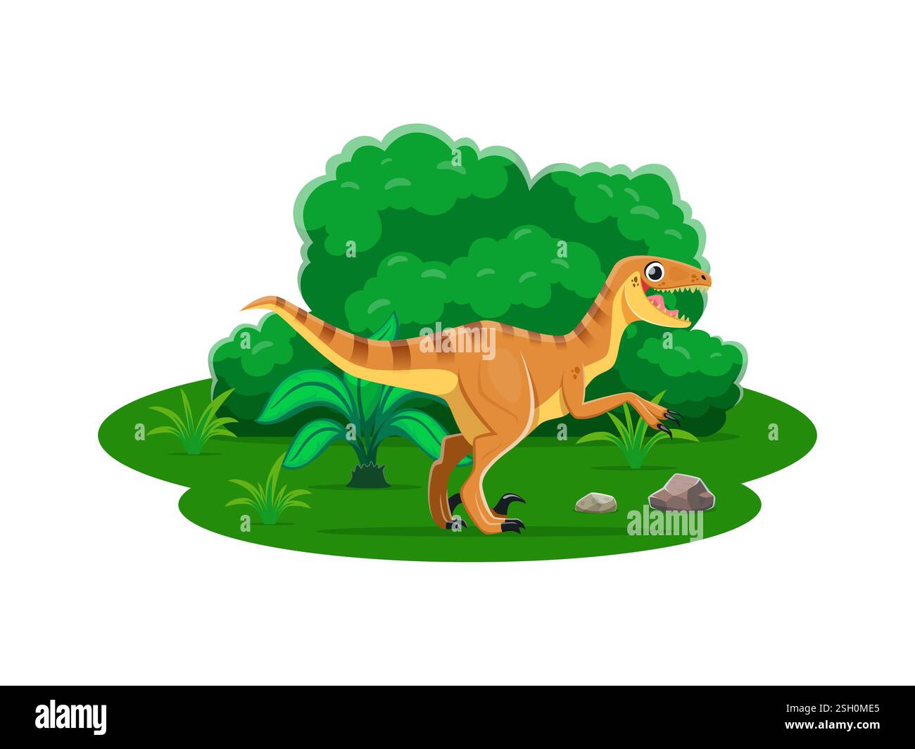 Cartoon dinosaur Velociraptor or prehistoric lizard in Jurassic park ...