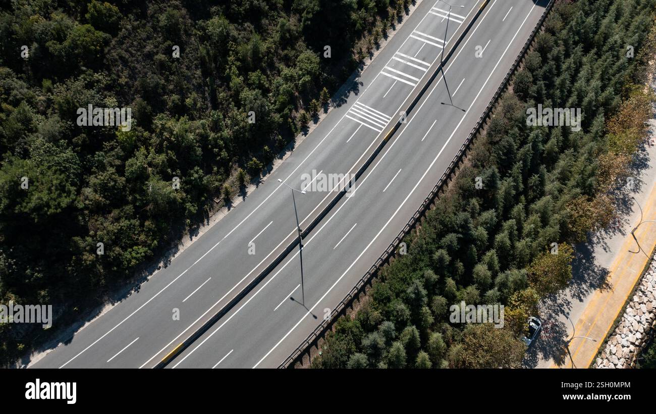 Aerial view of newly built highway by the sea Stock Photo - Alamy