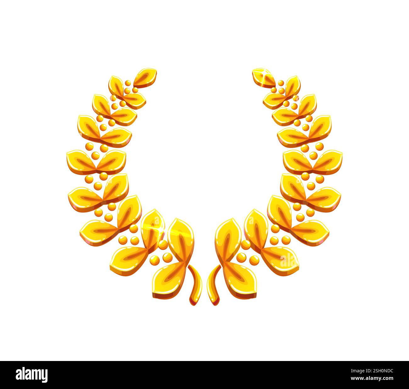 Golden laurel wreath for game asset or victory award badge, vector ...