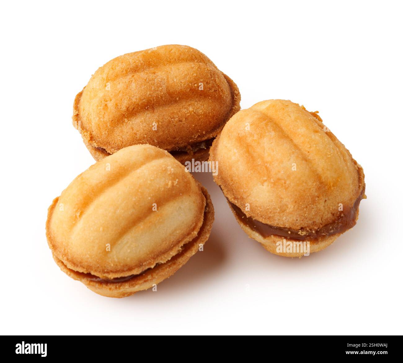 Deliciously baked traditional cookies with creamy filling on a clean ...