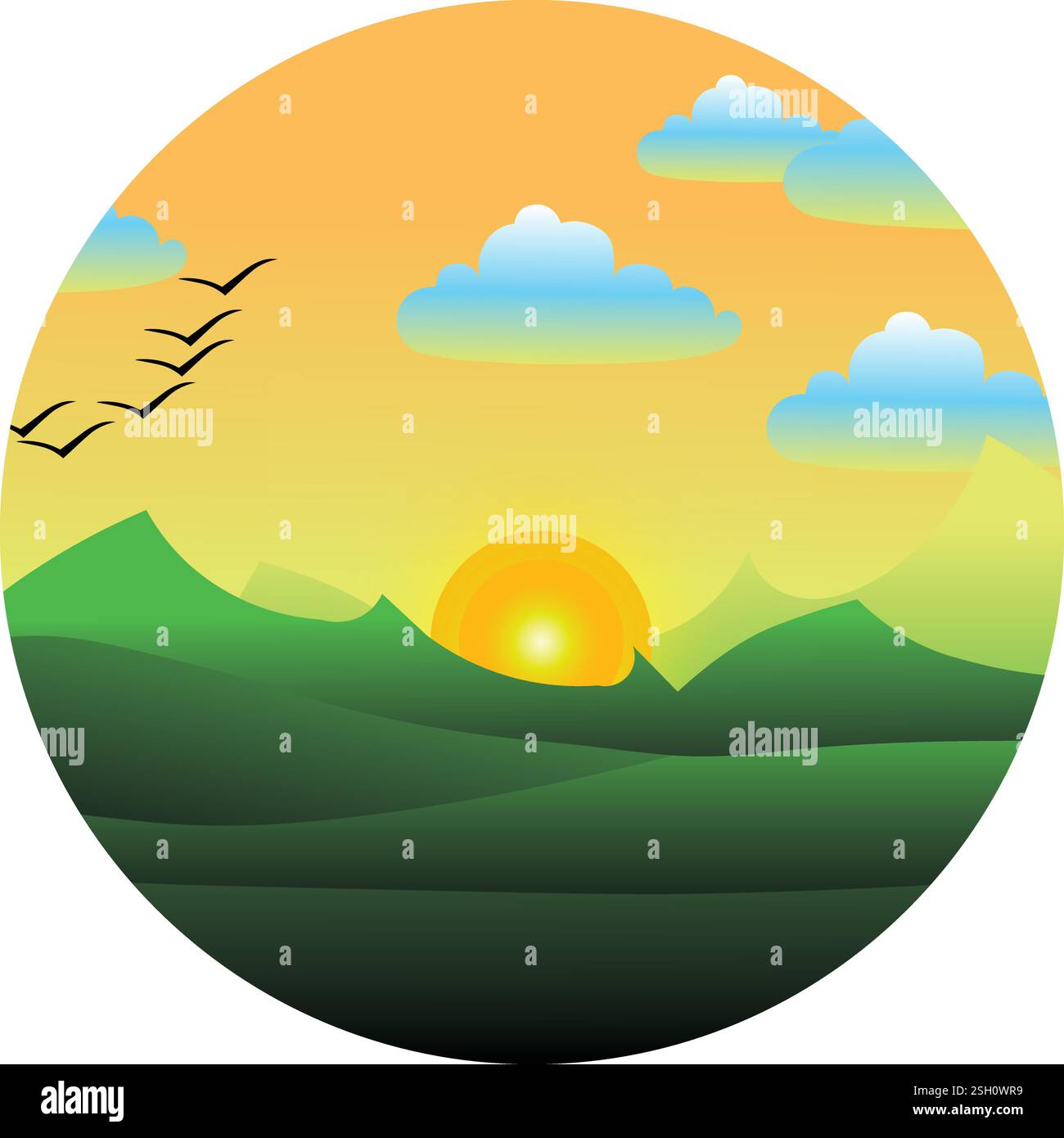 Panoramic landscape countryside sunset Stock Vector Images - Alamy