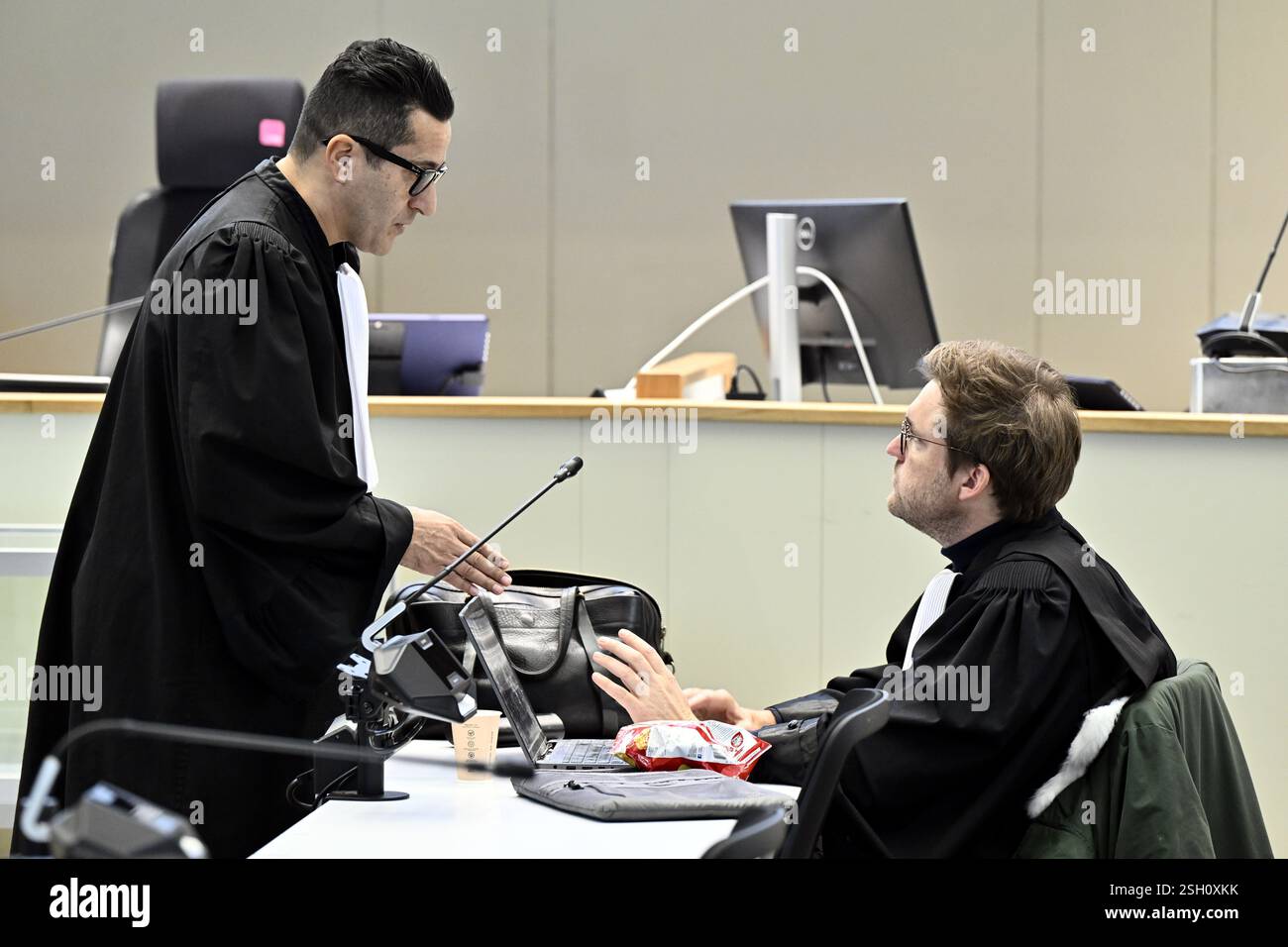 Brussels, Belgium. 10th Feb, 2025. Lawyer Abdelhadi Amrani and Lawyer ...