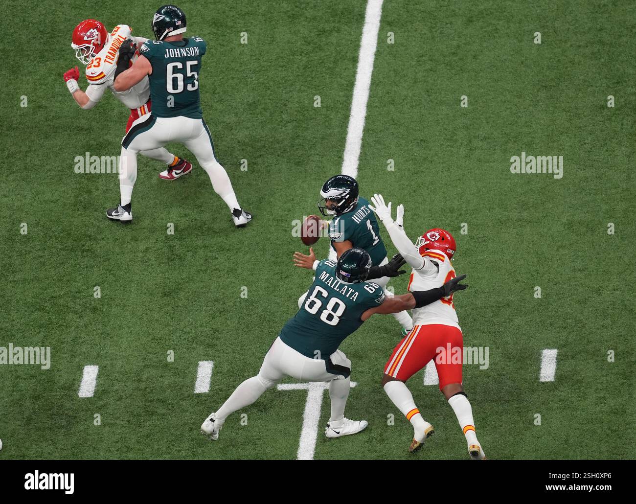 Pass protection for Philadelphia Eagles quarterback Jalen Hurts (1 ...