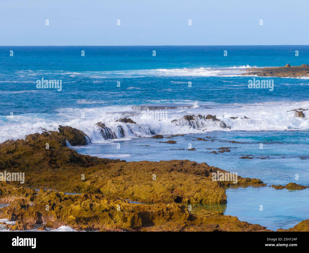 Rugged Coastal Scene with Rocky Formations on Oahu Island, Hawaii Stock ...