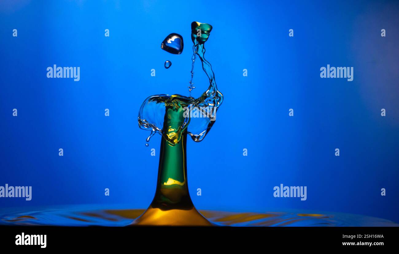 Arresting, ethereal, colour infused, imaginative water collision, macro ...