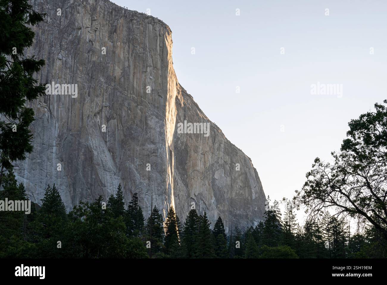 Detail of the majestic El Capitan, in Yosemite National Park, as the ...