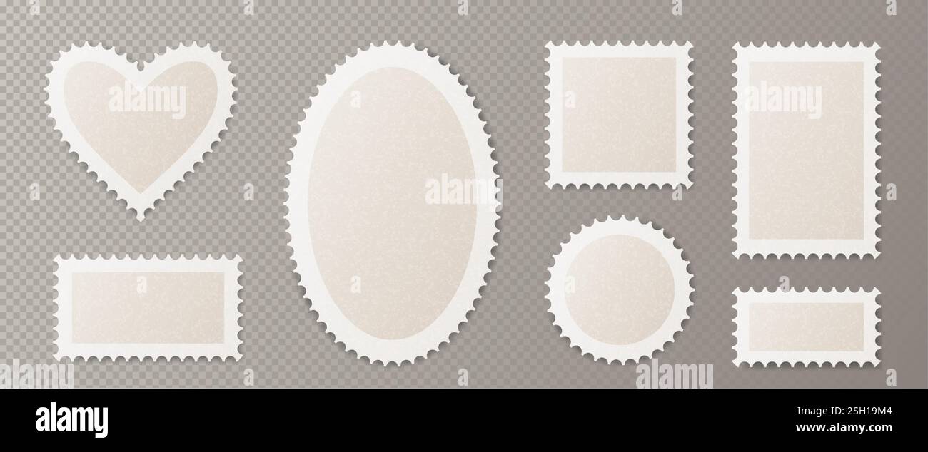 Postcard stamp frames collection in various shapes - heart, oval ...