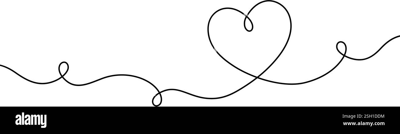 Heart line. Hearts continuous one line drawing. Hand drawn art oneline ...