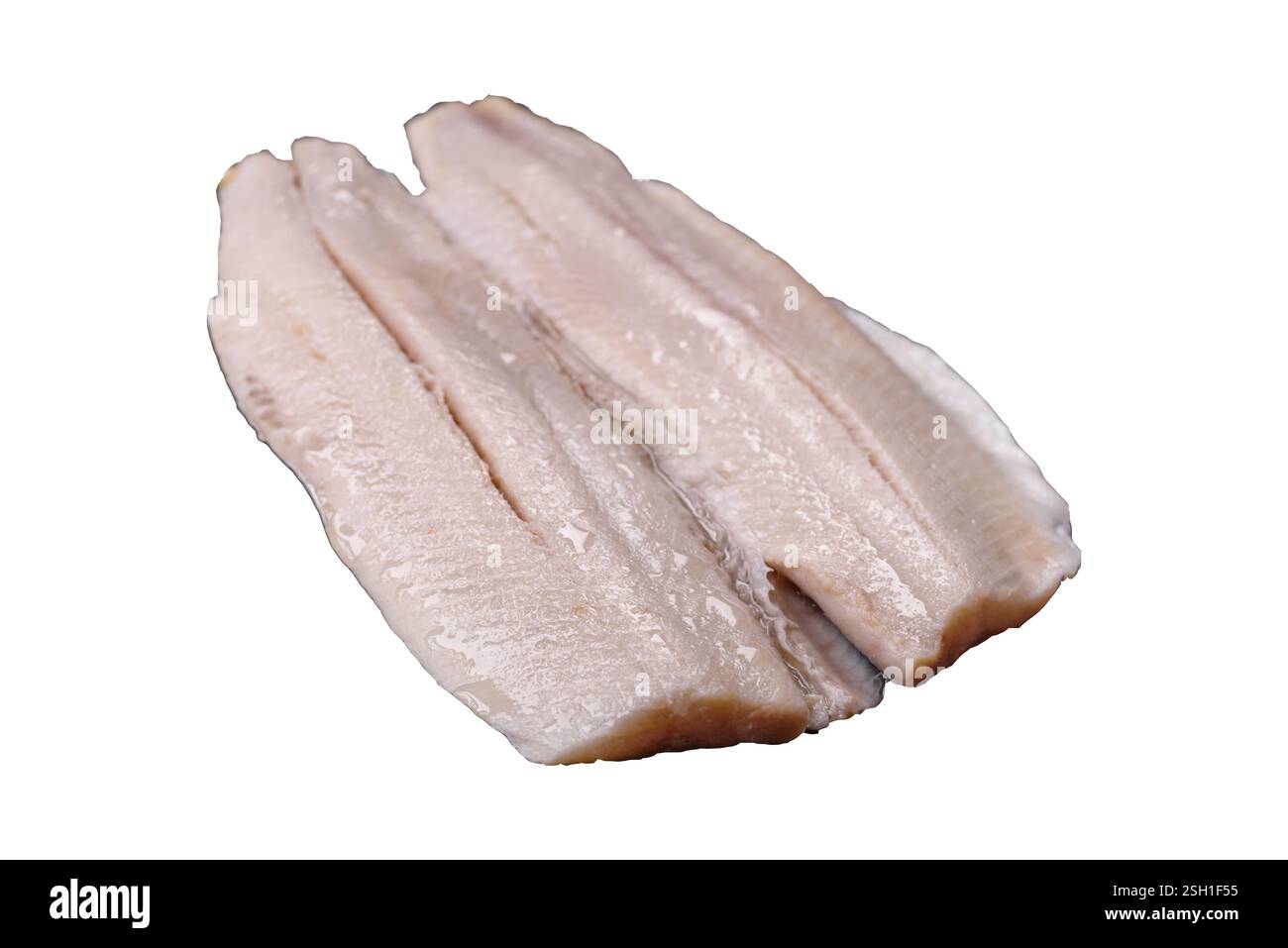 Herring fillet salted and marinated with salt, spices and oil on a ...