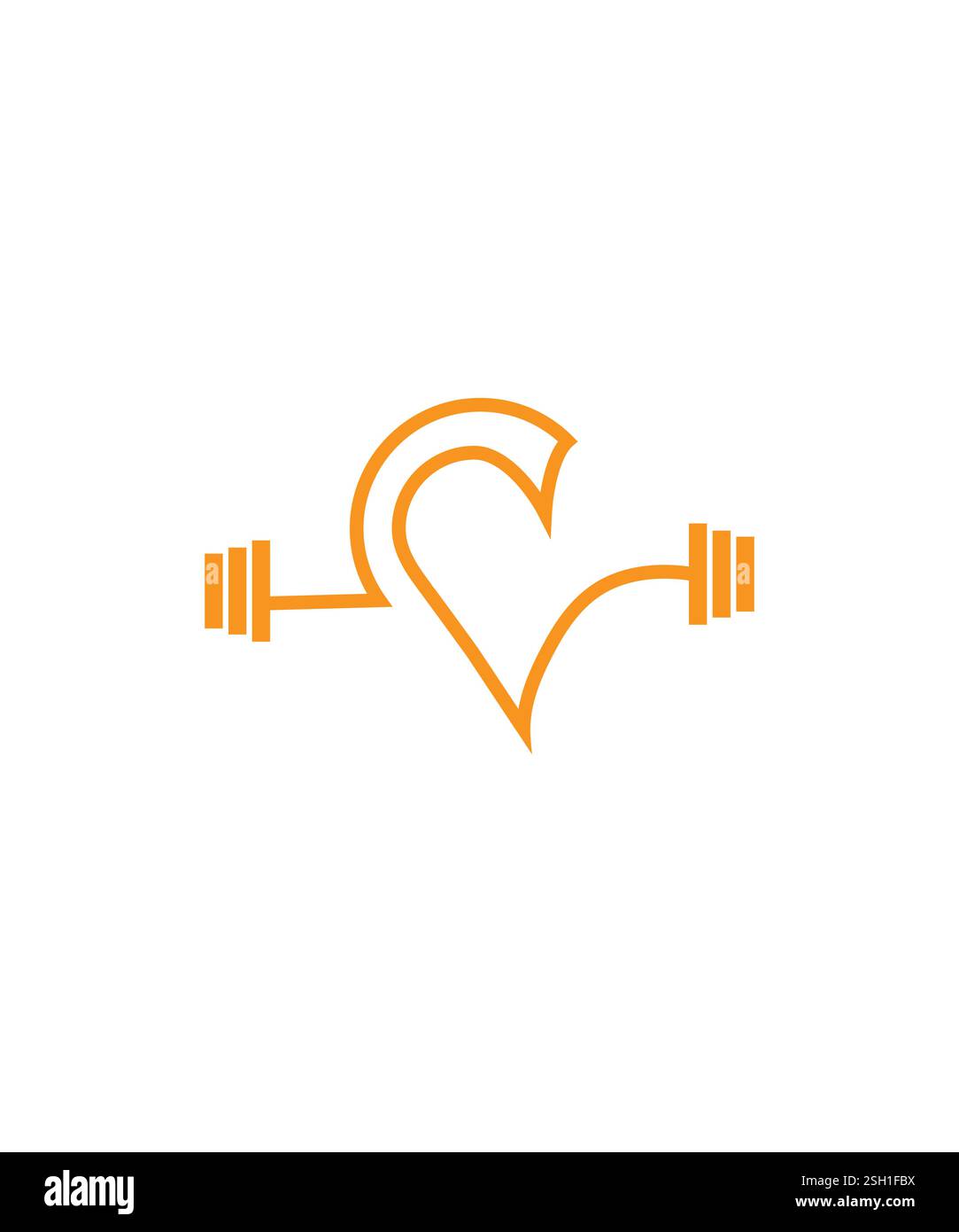 Heart Fitness and Gym Logo, Barbell Logo, Vector Illustration Stock ...