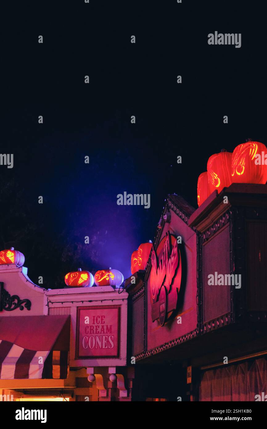 Eerie Spooky Storefront on Dark Night Stock Photo - Alamy