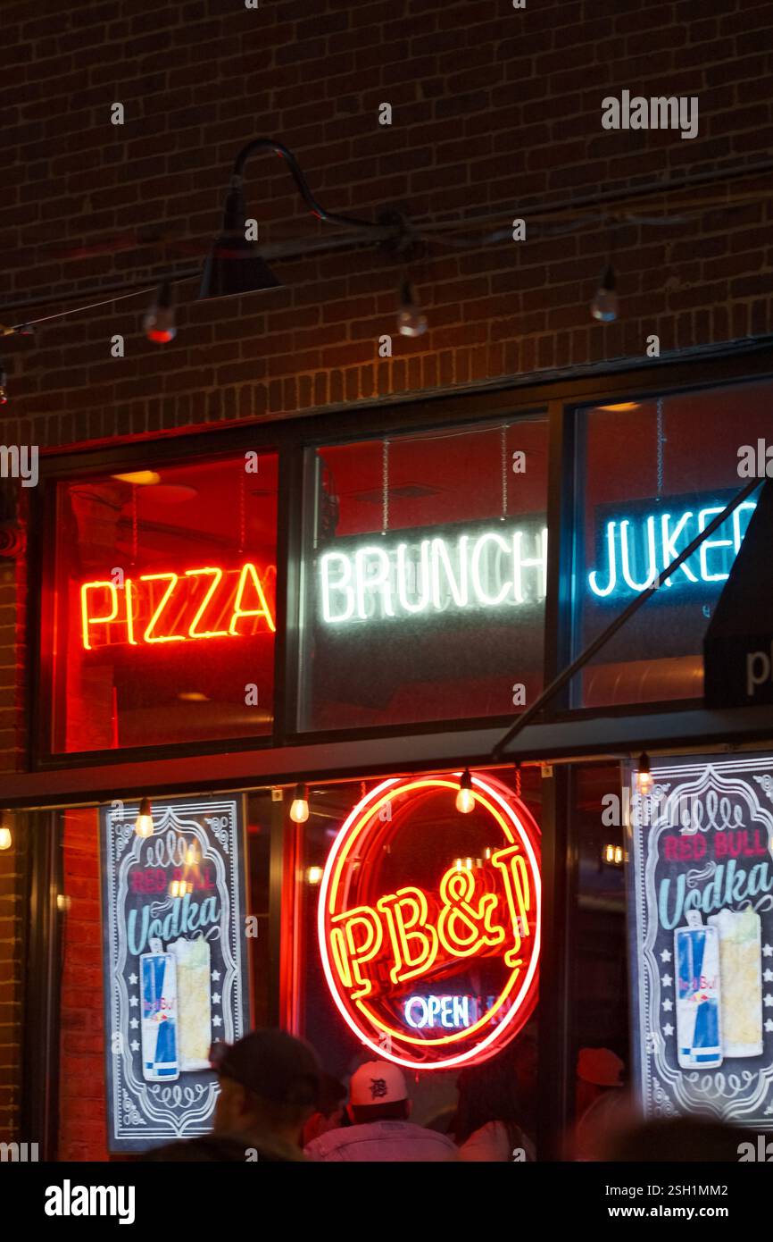 Vibrant Neon Signs Outside PB&J Restaurant Bar Stock Photo - Alamy