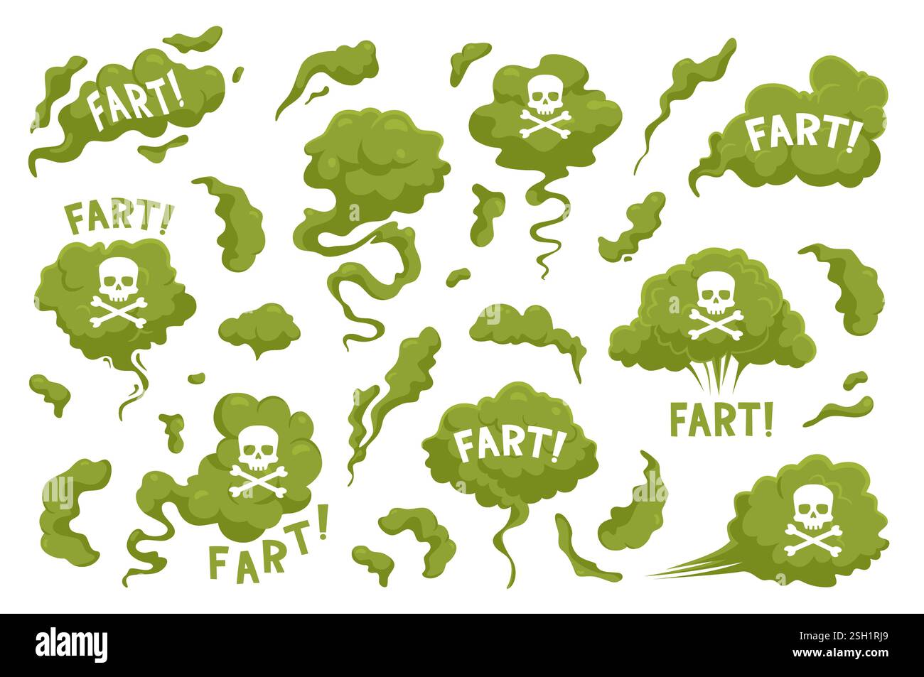 Green stinky fart. Toxic smell, bad acid clouds different form scull ...