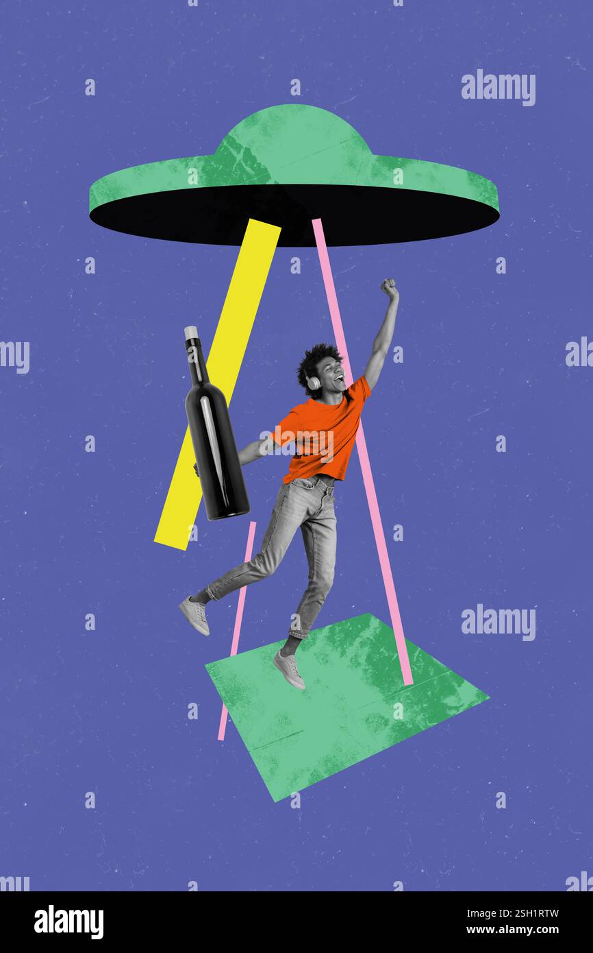 Trend artwork sketch design montage 3D collage of unusual ufo aliens ...