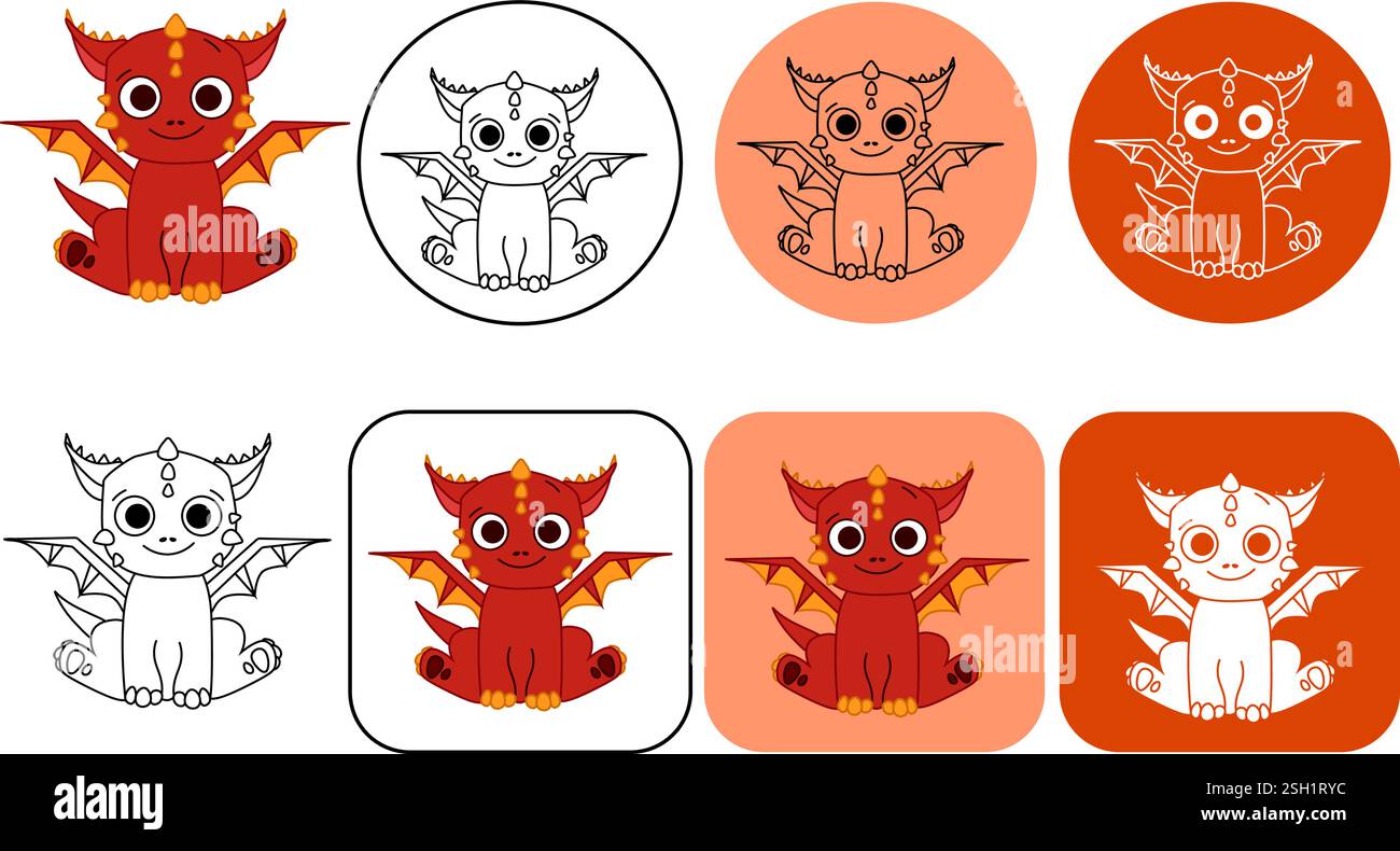 Silhouette of cute baby dragon logo design template. Dragon logo vector ...