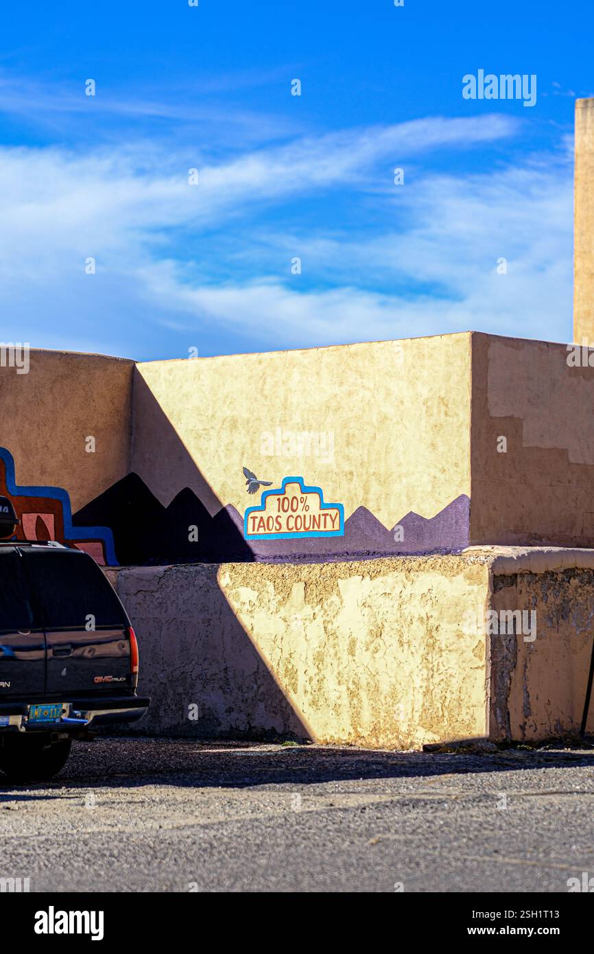 Mural of Mountain Landscape on Adobe Wall Stock Photo - Alamy