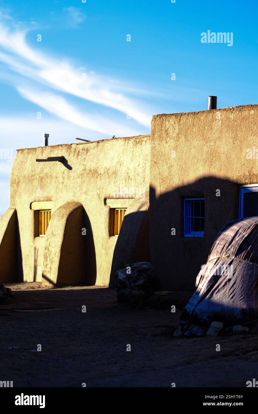 Traditional Adobe Building Under Clear Blue Sky Stock Photo - Alamy
